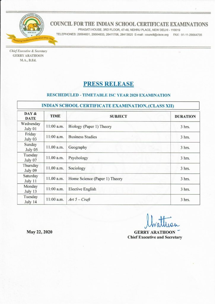 CISCE releases datesheet for ICSE and ISC Exams